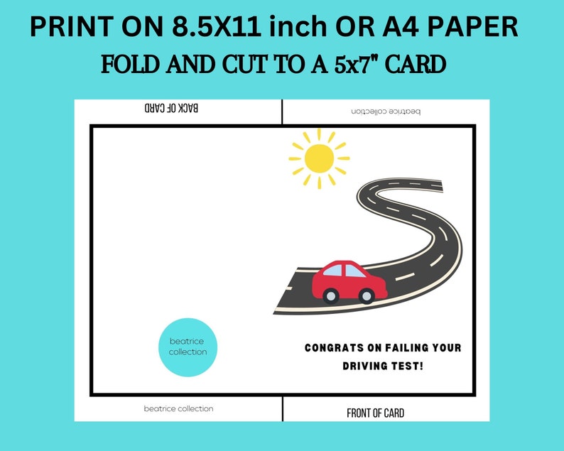 Failed Driving Test Card- Funny Greeting Card - Etsy