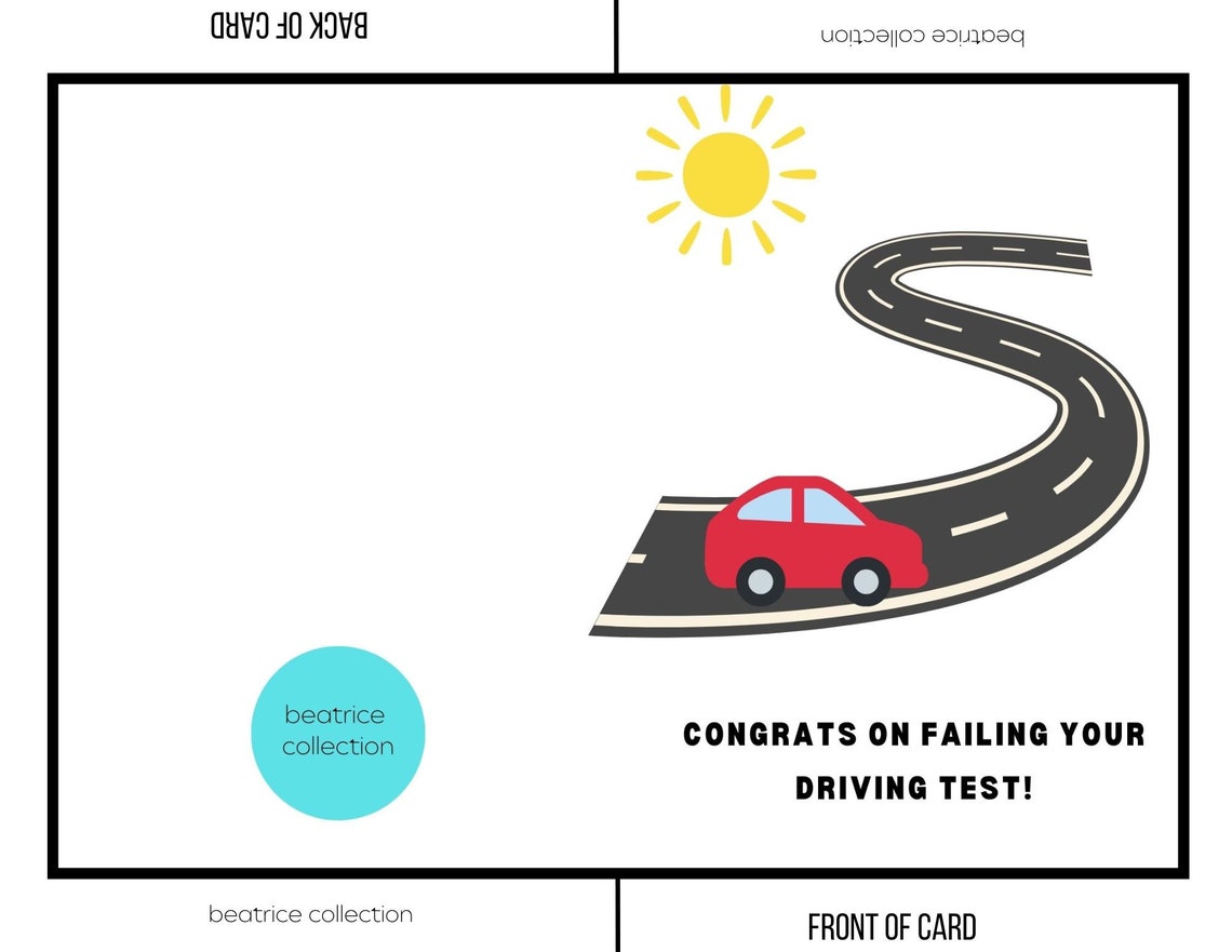 Failed Driving Test Card- Funny Greeting Card - Etsy