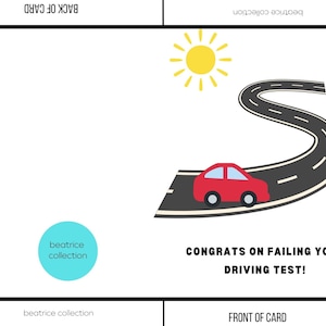 Failed Driving Test Card- Funny Greeting Card - Etsy