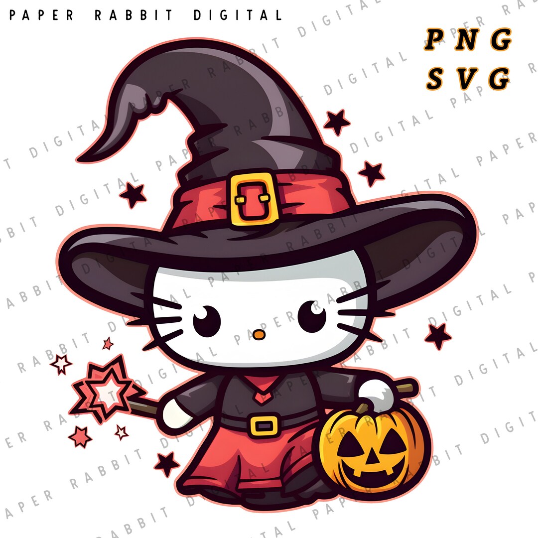 Kawaii Minou Sorcière 03 SVG et PNG 300 ppp Haute - Etsy France
