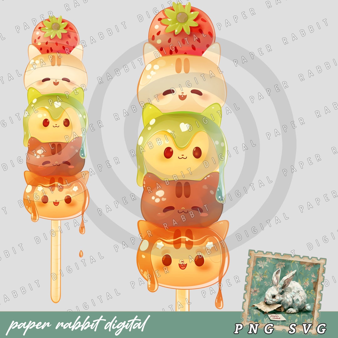 Korean Kitty Dango Dessert 02 SVG & PNG 300 Dpi High Quality Digital ...