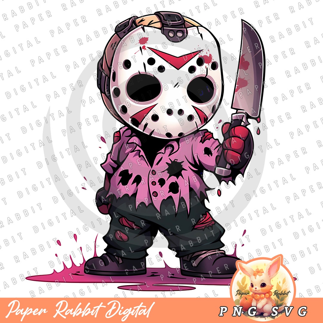 Kawaii Jason Voorhees Pink Svg And Png 300 Dpi High Quality Digital File
