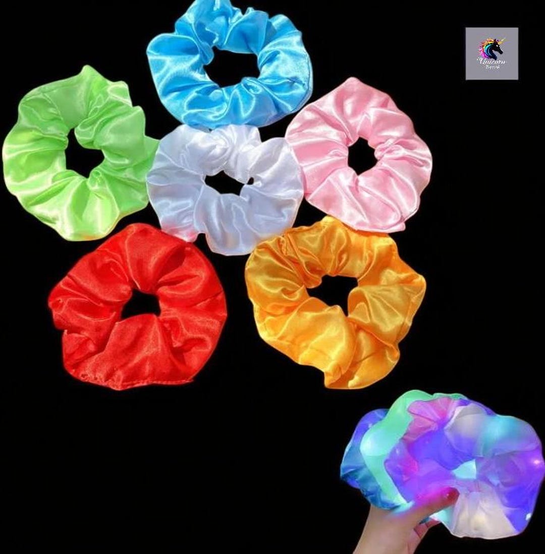 LED Light-up Satin Scrunchies – Glow in the Dark Hair Accessories - Etsy