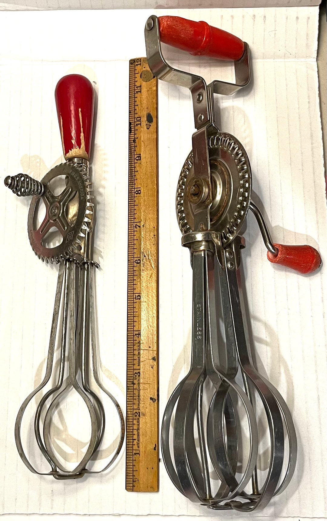 Lot of 2 Antique, Stainless Steel Hand Mixers. Made in USA - Etsy