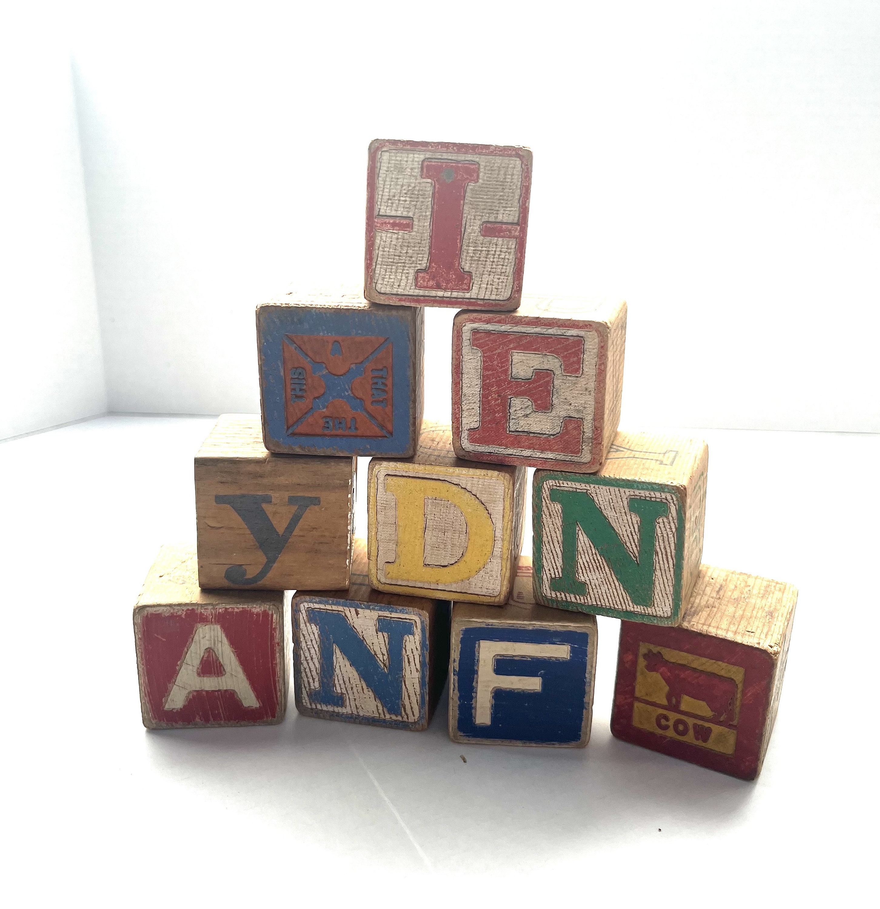 Antique, Wooden Letter Blocks. Set of 10 - Etsy