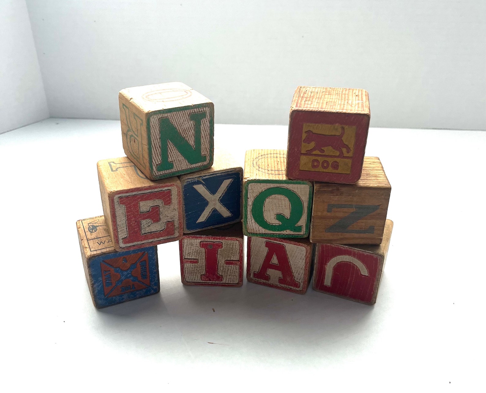 Antique, Wooden Letter Blocks. Set of 10 - Etsy