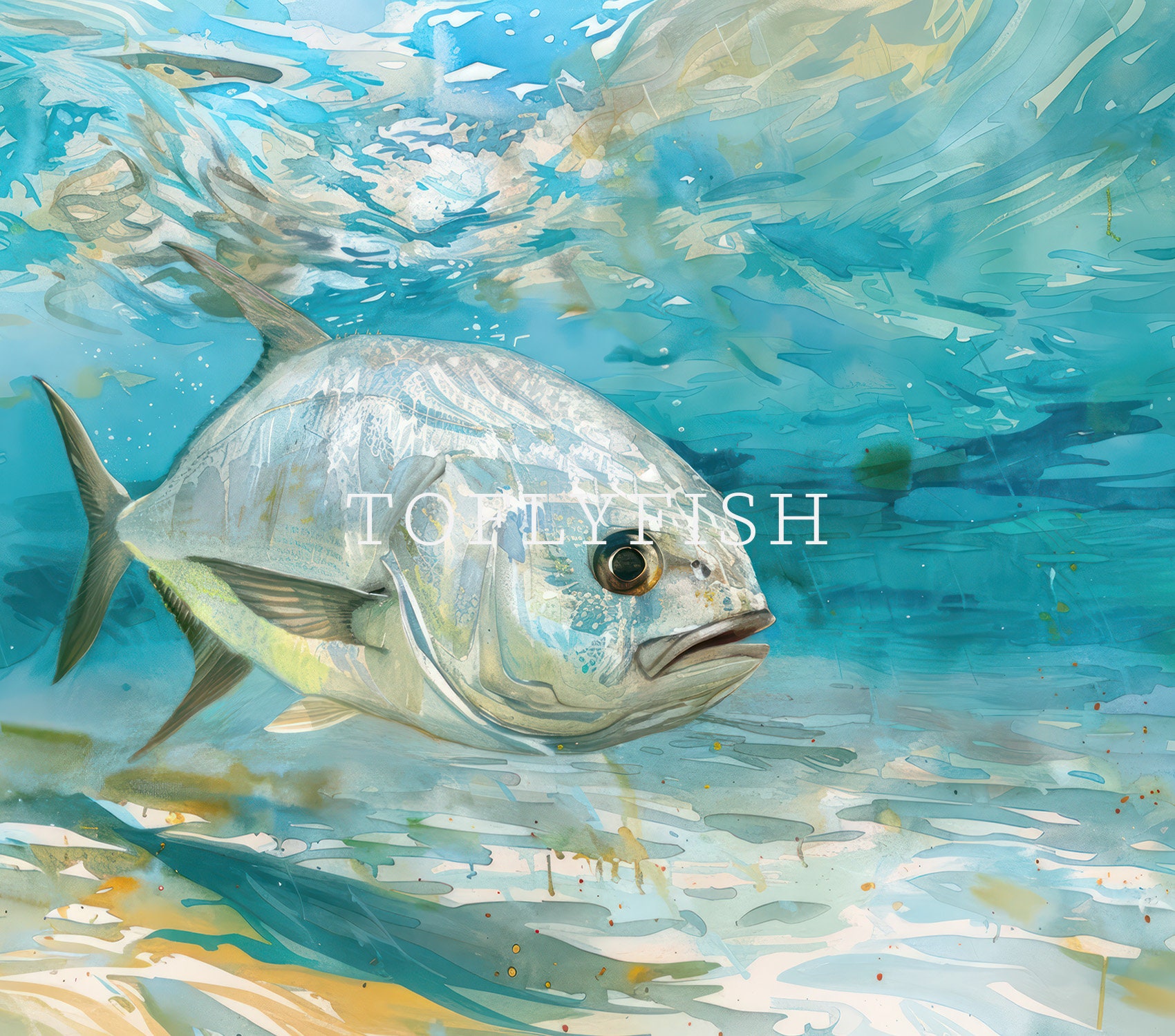 Permit Fishing Digital Art Ocean Décor Printable Digital Download Wall ...