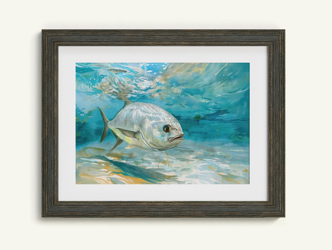 Permit Fishing Digital Art Ocean Décor Printable Digital Download Wall ...