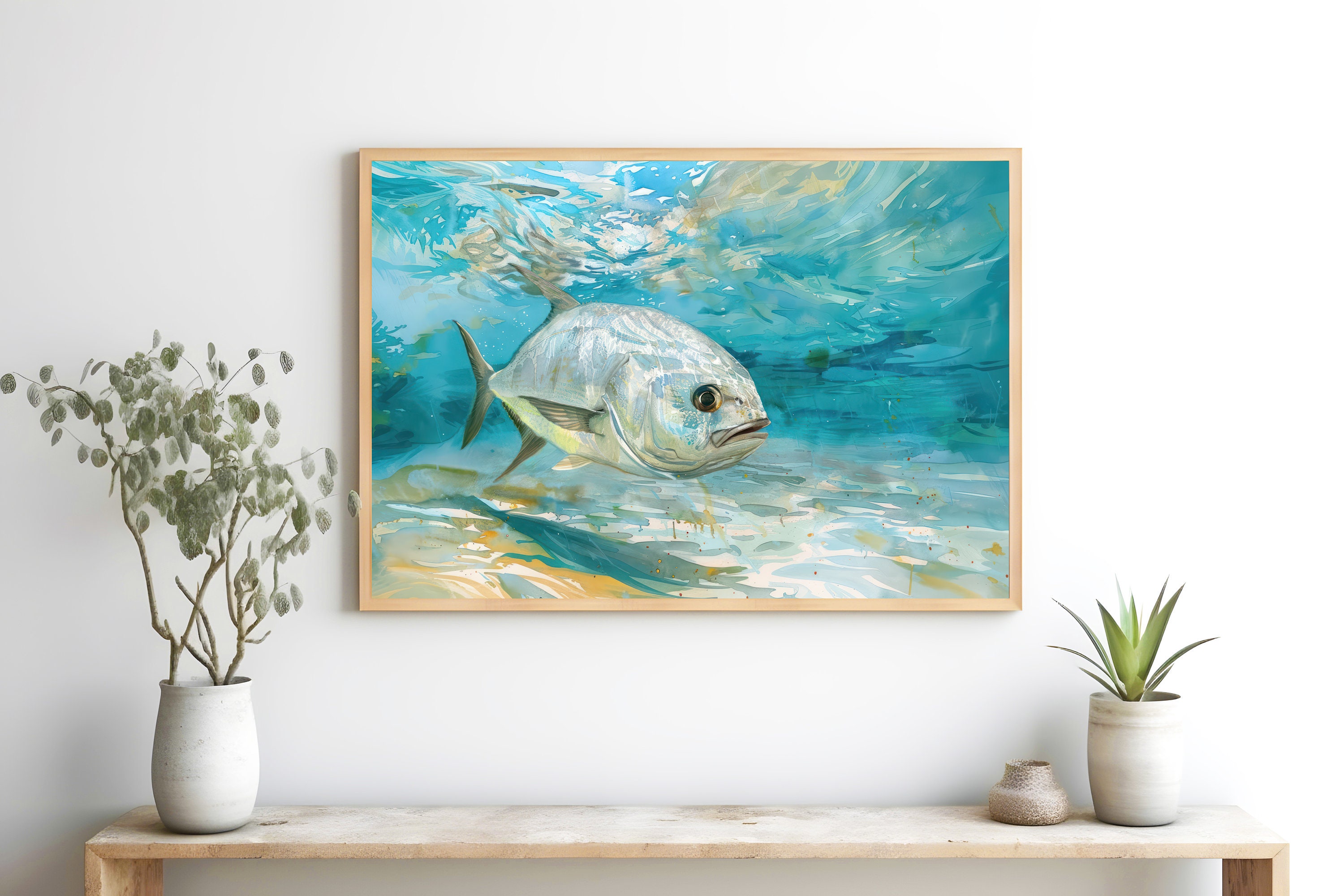 Permit Fishing Digital Art Ocean Décor Printable Digital Download Wall ...