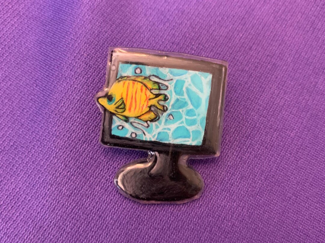 Fish Swimming Out of Computer | Frutiger Aero | Handmade Resin Pin - Etsy