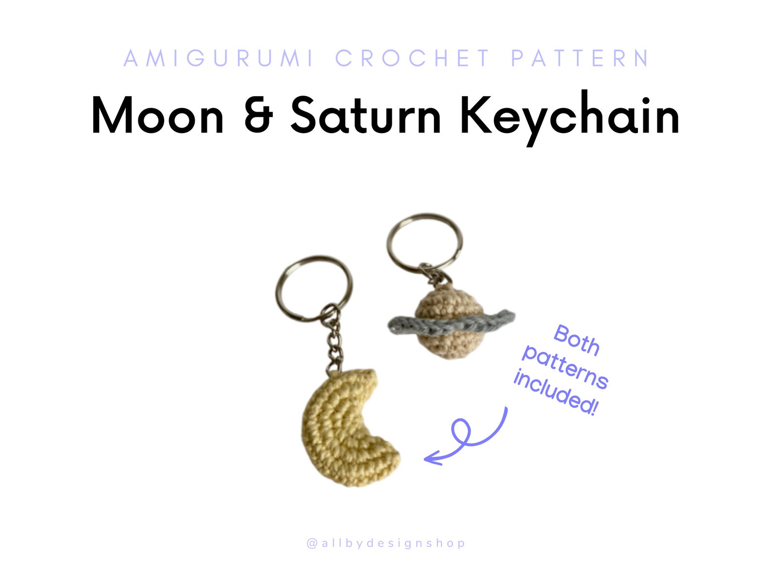 PATTERN: Moon and Saturn Keychain Crochet Moon and Saturn Handmade ...