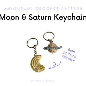 PATTERN: Moon and Saturn Keychain | Crochet Moon and Saturn | Handmade ...
