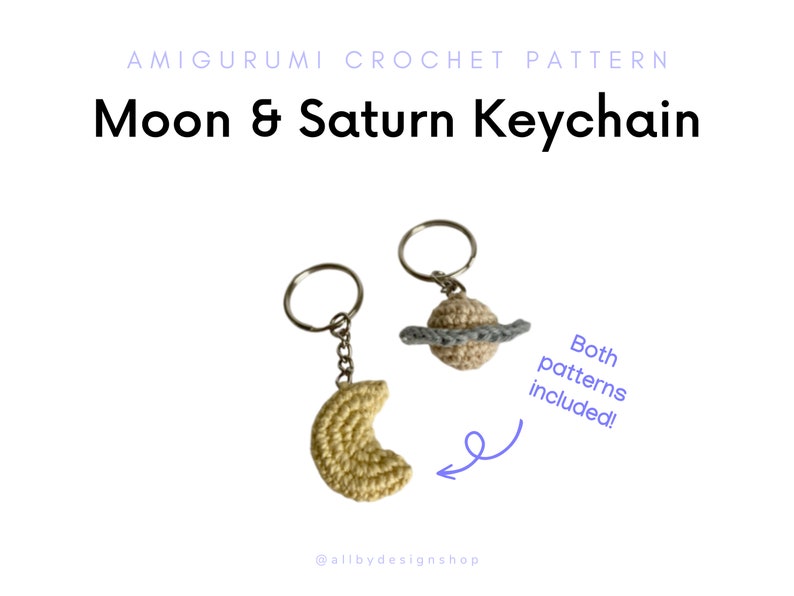 PATTERN: Moon and Saturn Keychain Crochet Moon and Saturn Handmade ...