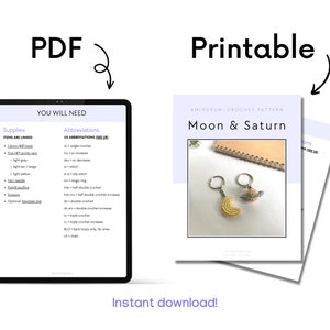 PATTERN: Moon and Saturn Keychain | Crochet Moon and Saturn | Handmade ...