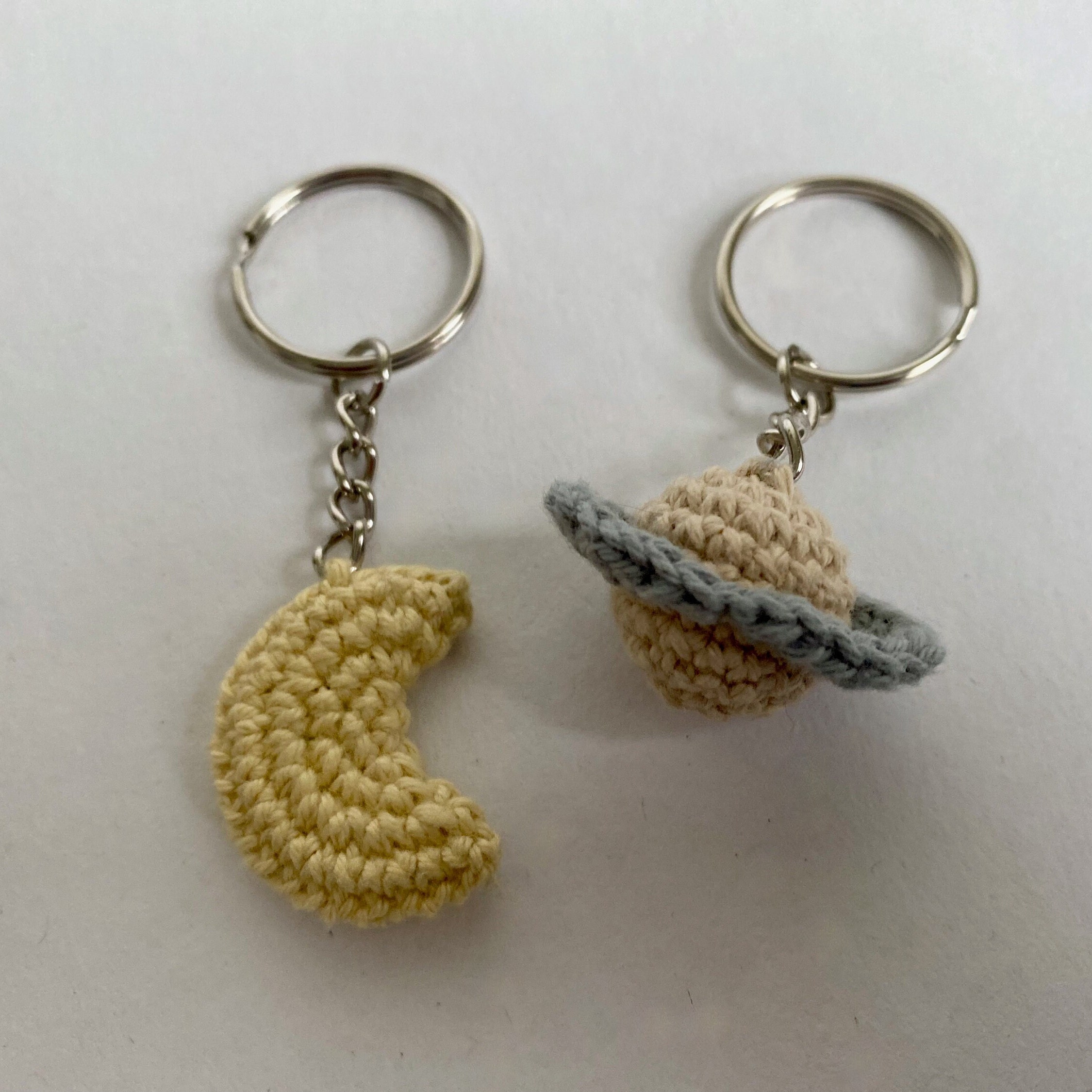 PRODUCT: Moon and Saturn Keychain Crochet Moon and Saturn Amigurumi ...