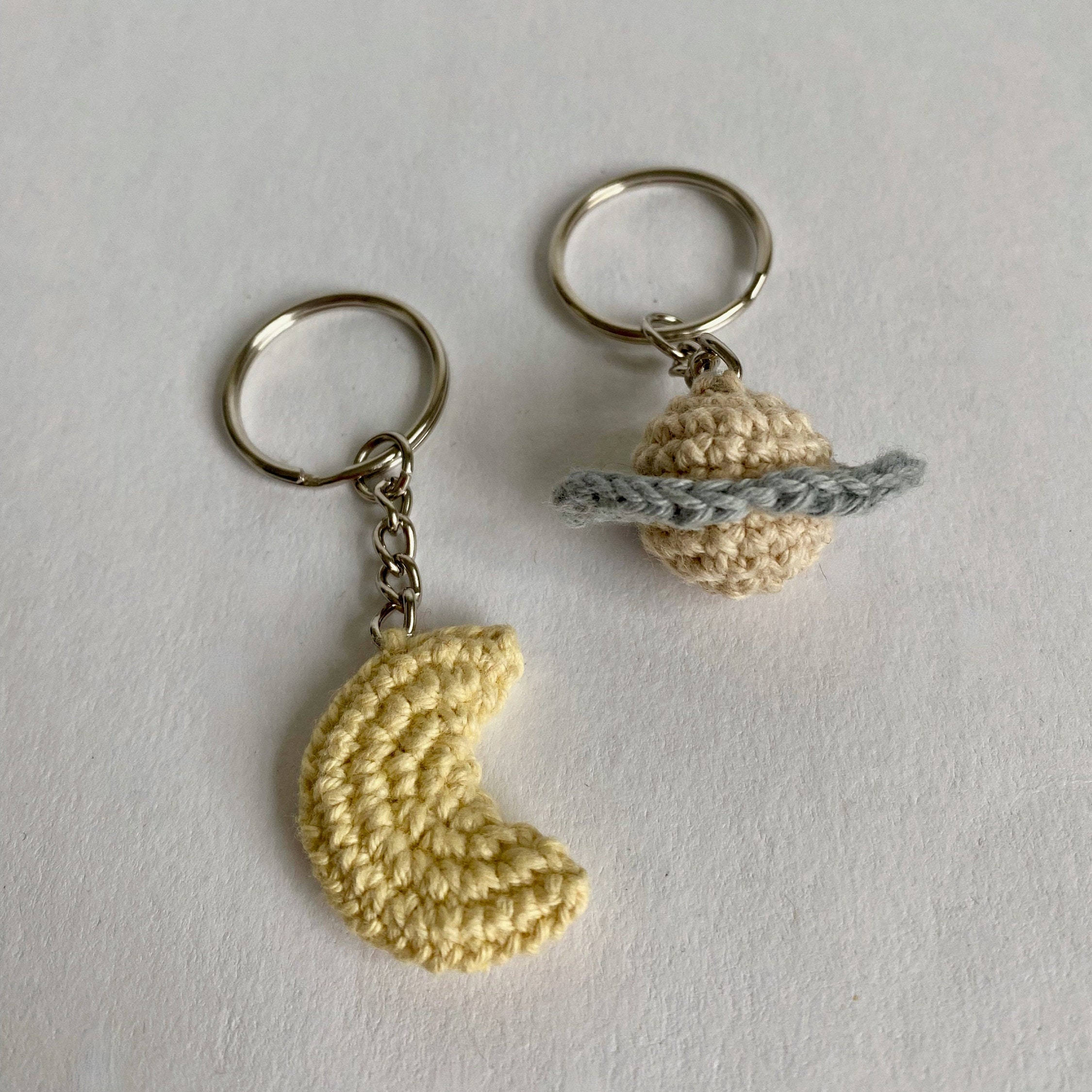 PATTERN: Moon and Saturn Keychain Crochet Moon and Saturn Handmade ...