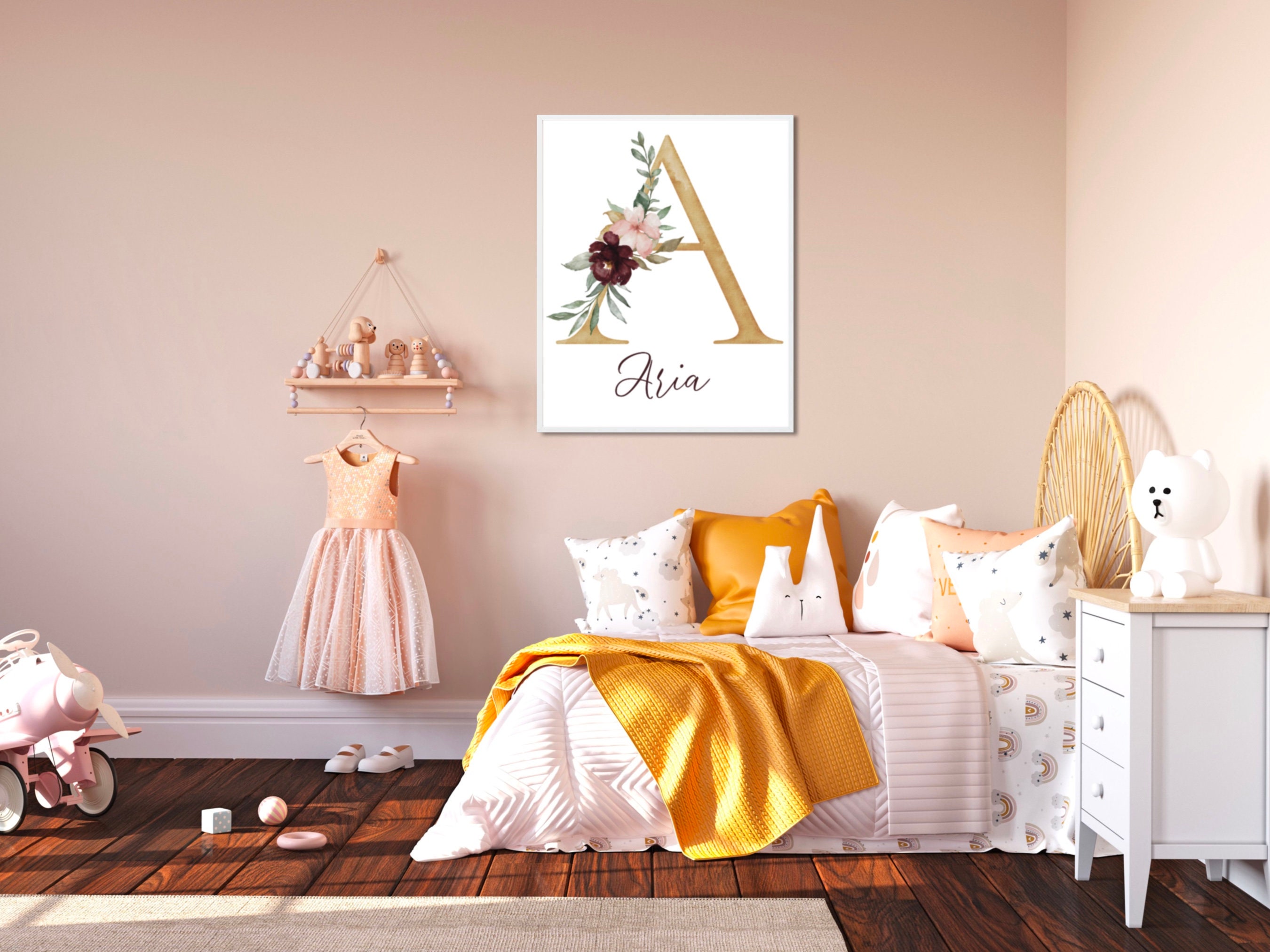 Custom Initial and Name Letter Art - Digital Download - Made to Order ...