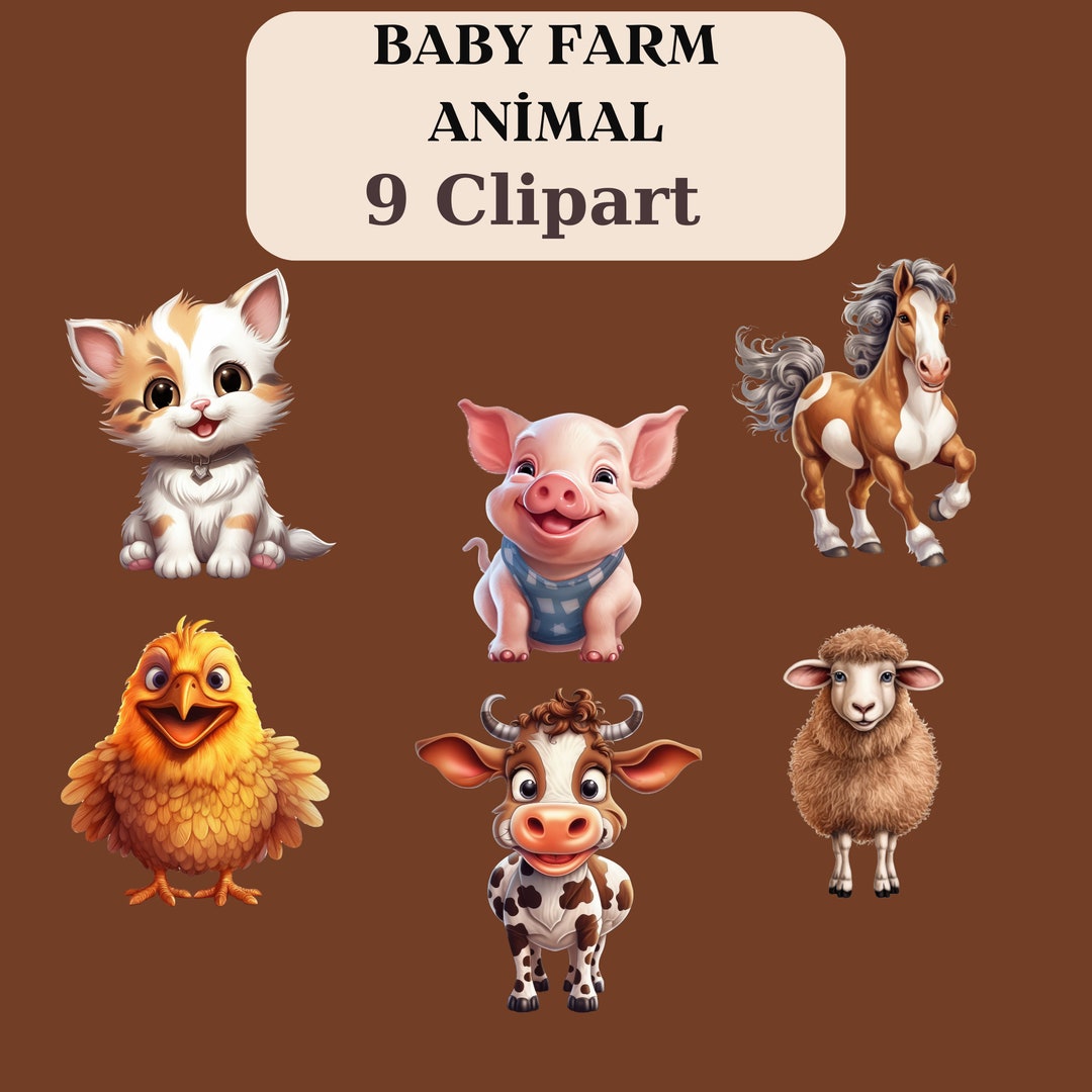 Farm Baby Animals Cute Farm Clip Art Neutral Nursery Decor - Etsy Australia