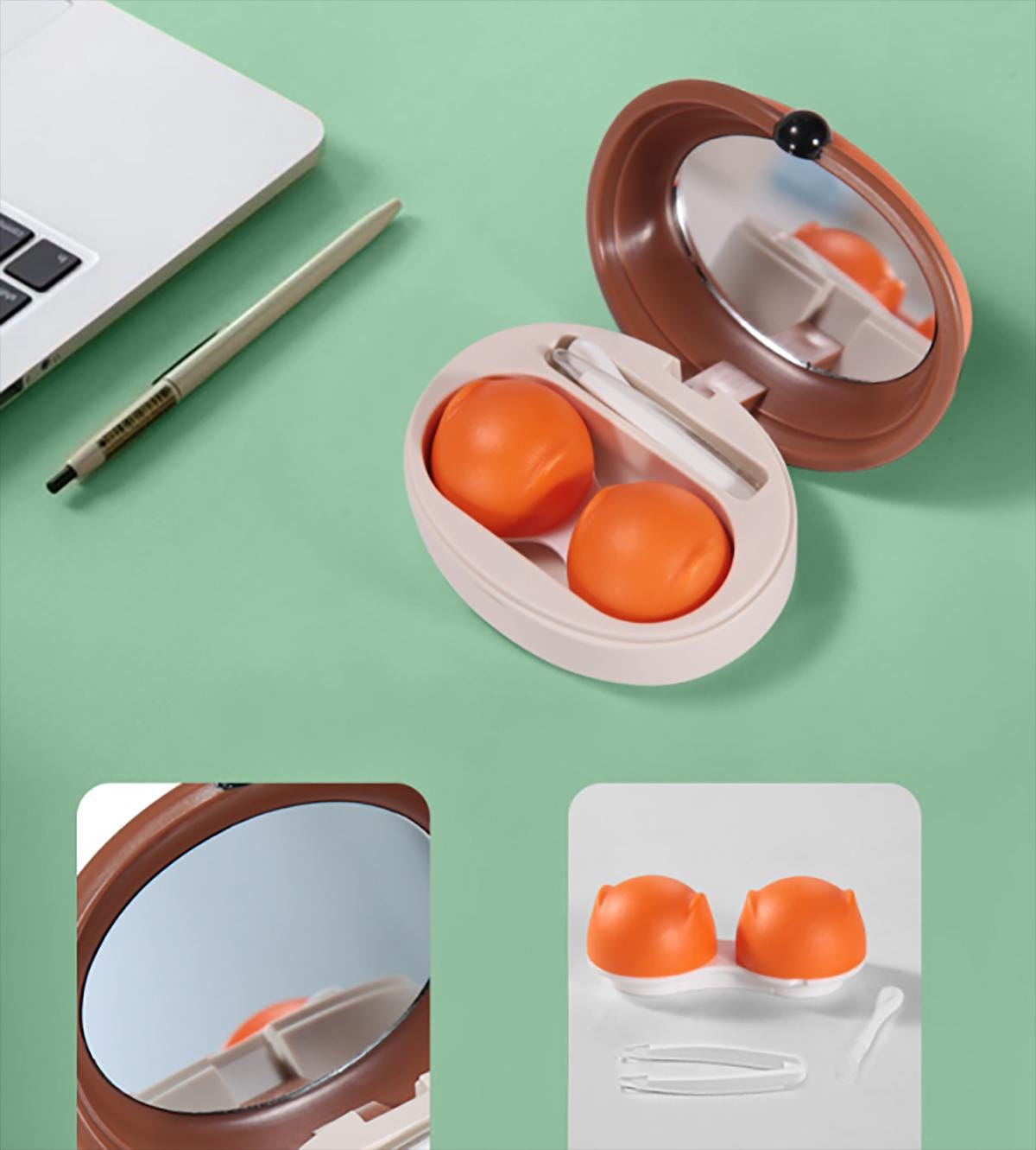 Cute Fox Contact Lens Case Kit, Travel Storage With Mirror - Etsy