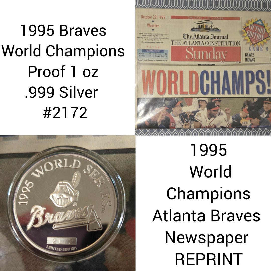 Atlanta Braves 1995 World Series Champions Reprint Newspaper + Limited ...
