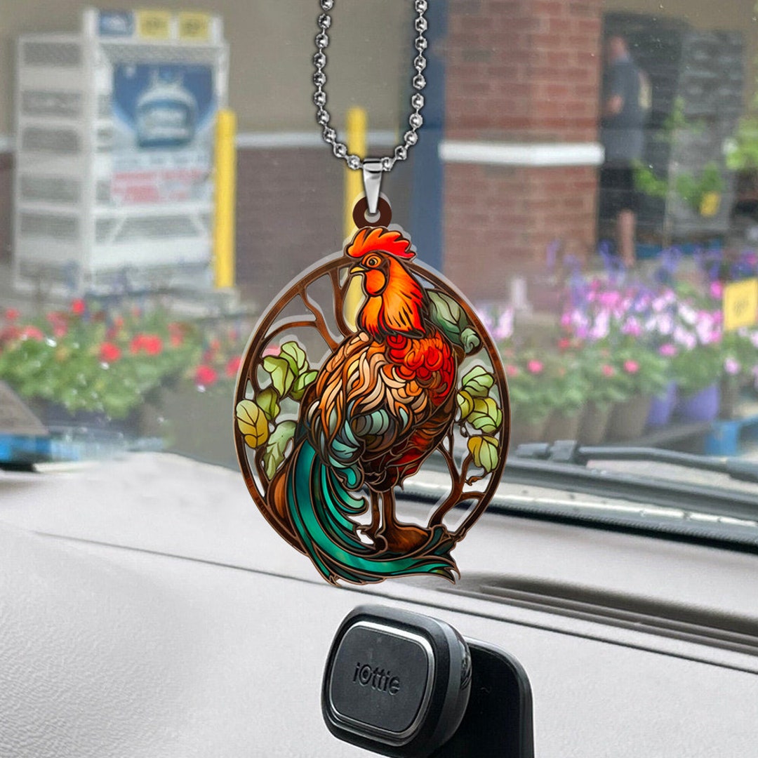 Chicken Car Suncatcher Ornament Car Hanging Ornament, Charm Decoration ...