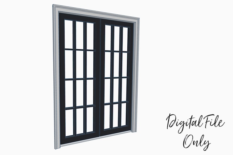 1/12 Scale Miniature French Doors - Digital STL File | Digital Download ...