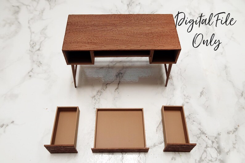 1/12 Scale Miniature Midcentury Desk- Digital STL File - Etsy