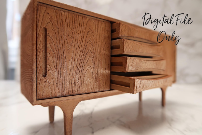 1/12 Scale Miniature Midcentury Style Cabinet- Digital STL File - Etsy