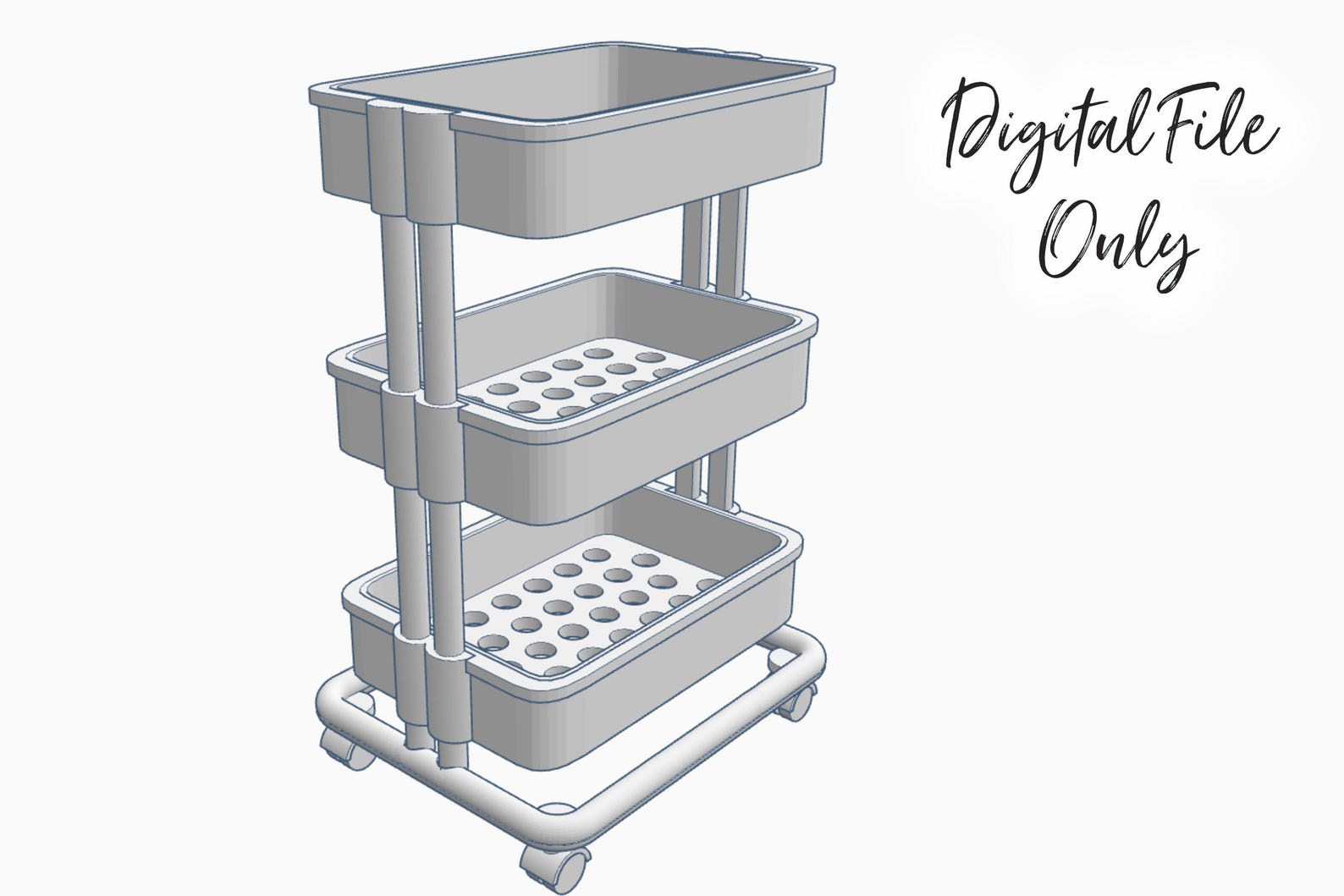 1/12 Scale Simple Rolling Cart - Digital STL File - Etsy
