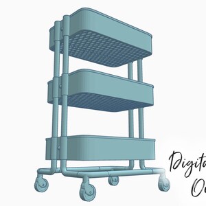 1/12 Scale Miniature Rolling Cart - Digital STL File - Etsy