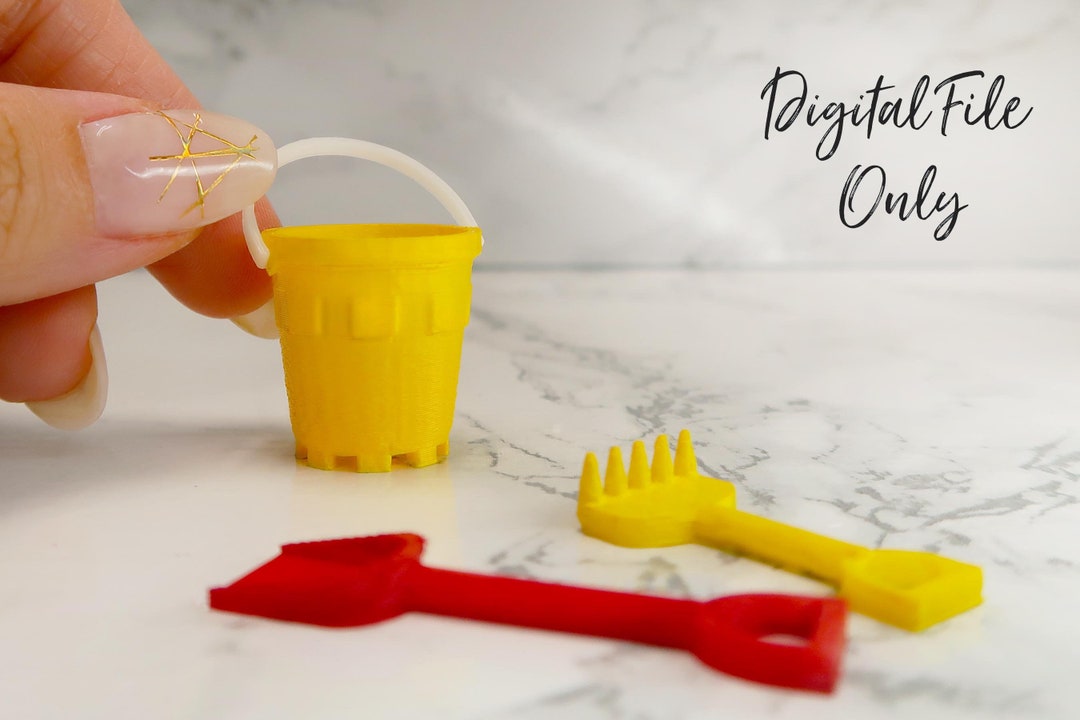 1/12 Scale Miniature Beach Toys Pail With Shovel and Rake - Digital STL ...