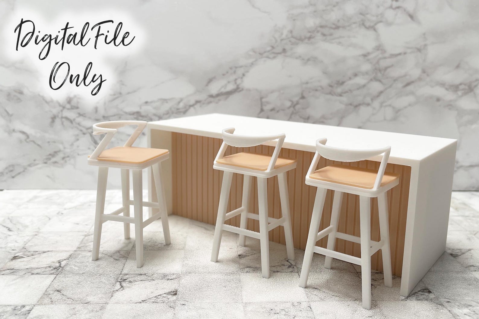 1/12 Scale Miniature Bar Stools With Seat Back- Digital STL File - Etsy