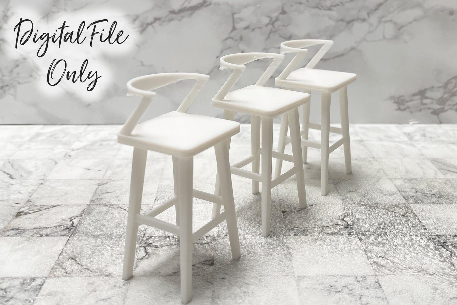 1/12 Scale Miniature Bar Stools With Seat Back- Digital STL File - Etsy