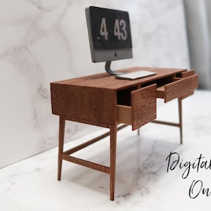 1/12 Scale Miniature Midcentury Desk- Digital STL File - Etsy