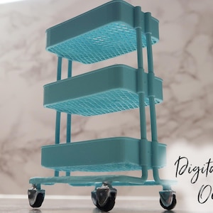 1/12 Scale Miniature Rolling Cart - Digital STL File - Etsy