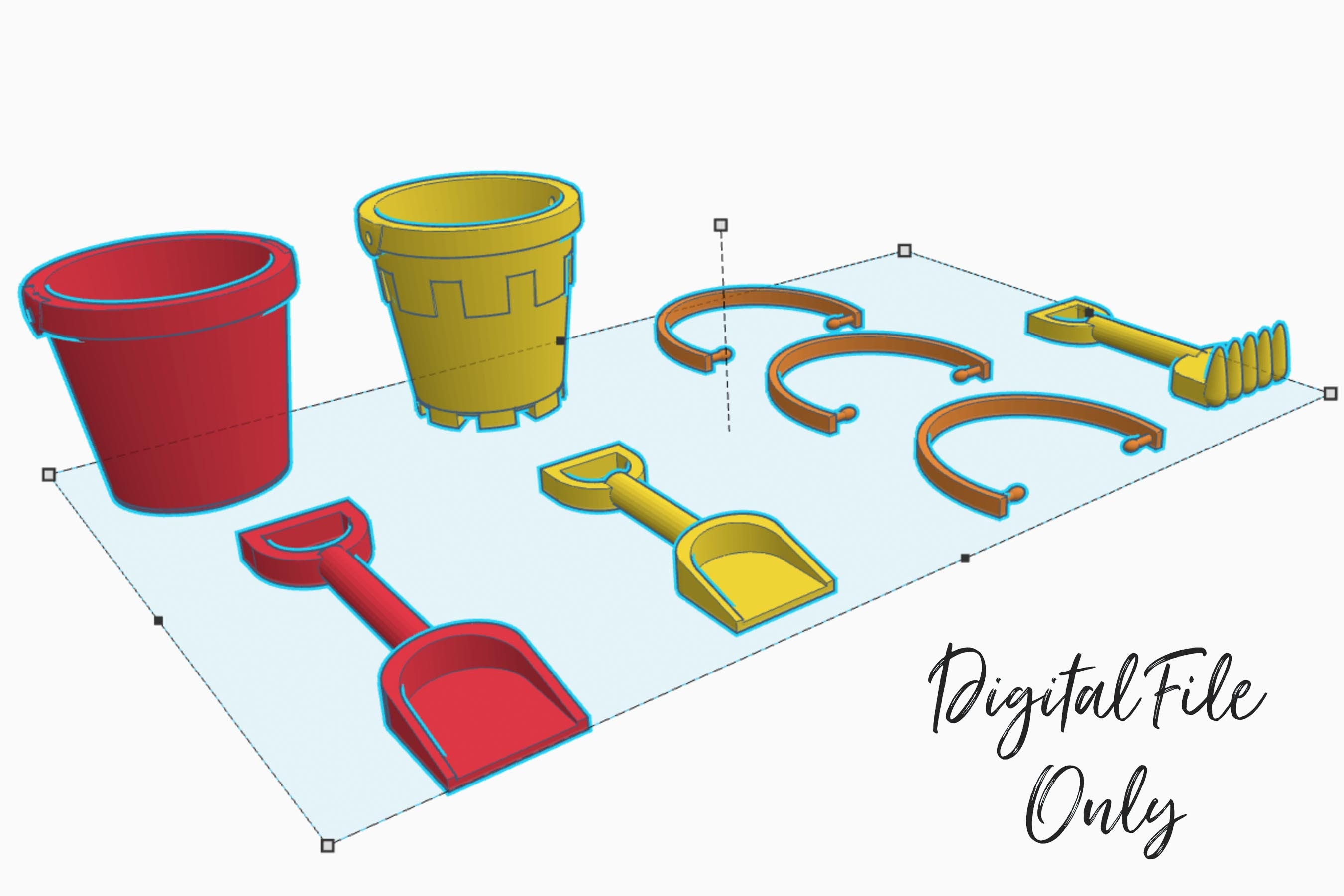 1/12 Scale Miniature Beach Toys Pail With Shovel and Rake - Digital STL ...