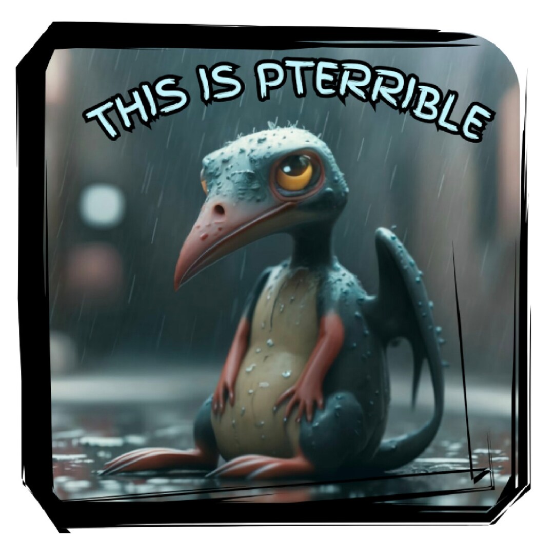 This is Pterrible Sad Pterodactyl Vinyl Sticker or Magnet Dark - Etsy