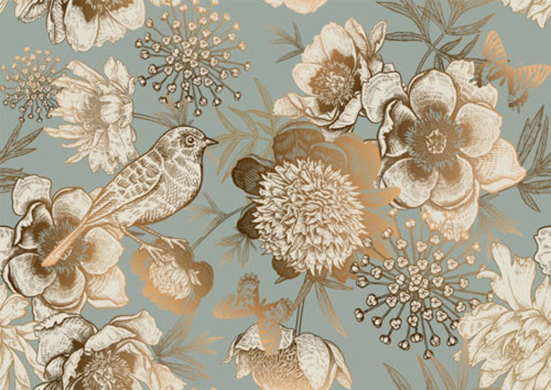 Foil Bird - Mint Decoupage Paper - Etsy