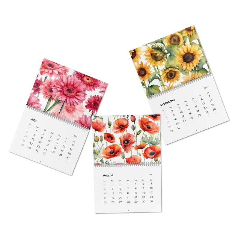 2024 Watercolor Flowers Calendar Perfect for Home Office Decor Gift ...