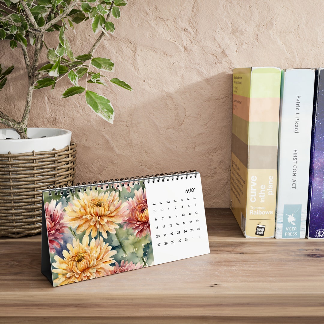 2024 Custom Watercolor Flowers Desk Calendar: Elegant, Durable, and ...