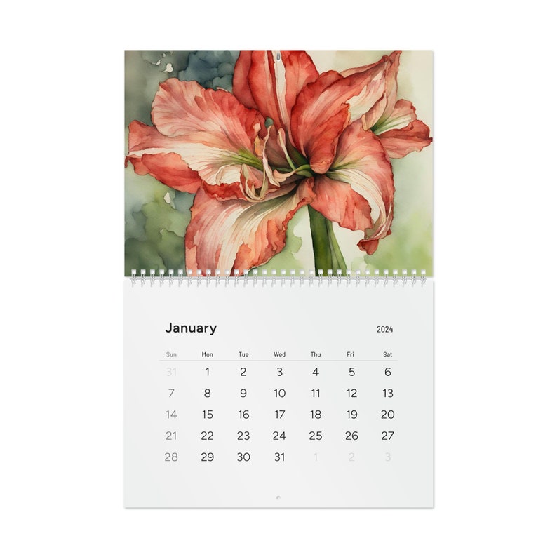 2024 Watercolor Flowers Calendar Perfect for Home Office Decor Gift ...