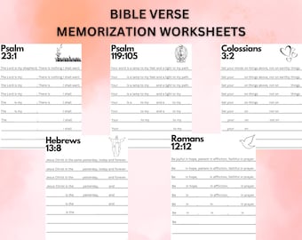 Bible Verse Memorization Worksheet, Scripture Memory Printable, Downloadable Christian Fill in ...