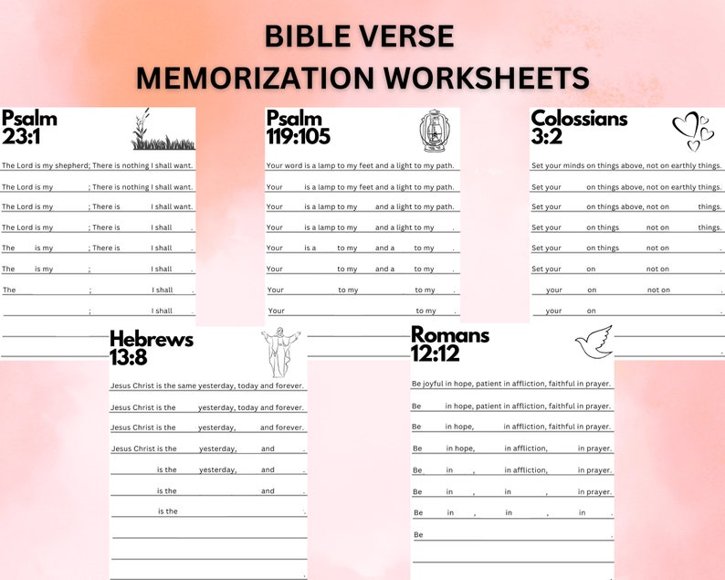 Bible Verse Memorization Worksheet - Etsy