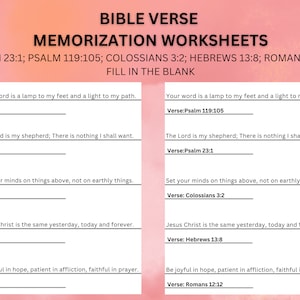 Bible Verse Memorization Worksheet - Etsy
