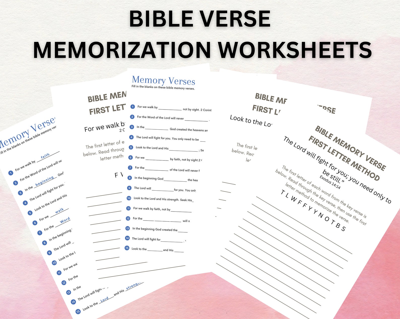 Bible Verse Memorization Worksheet, Scripture Memory Printable ...