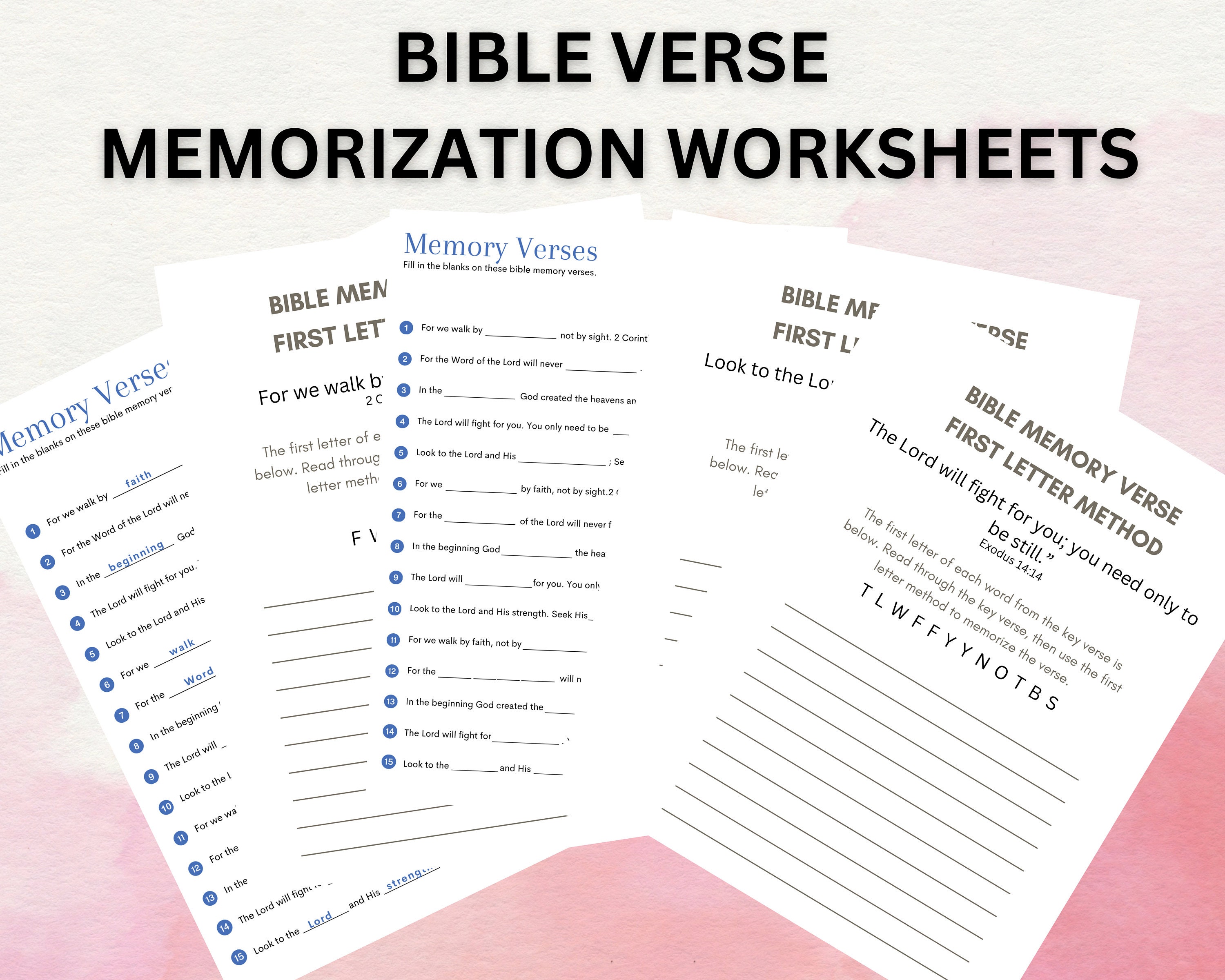Bible Verse Memorization Worksheet, Scripture Memory Printable ...
