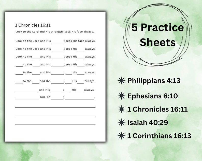 Bible Verse Memorization Worksheets Memorize Scripture Fill in the ...