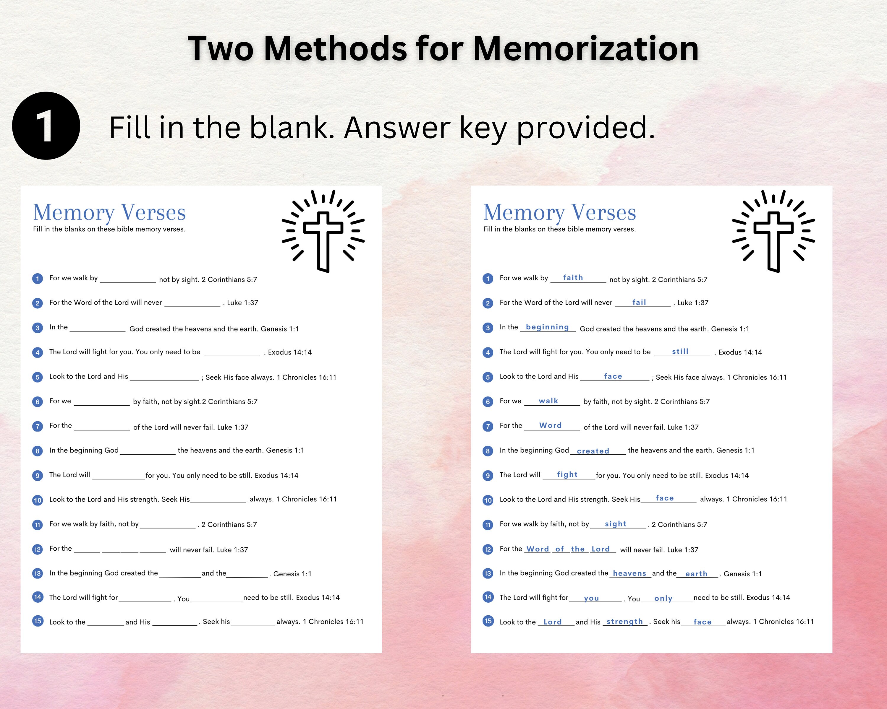 Bible Verse Memorization Worksheet, Scripture Memory Printable ...