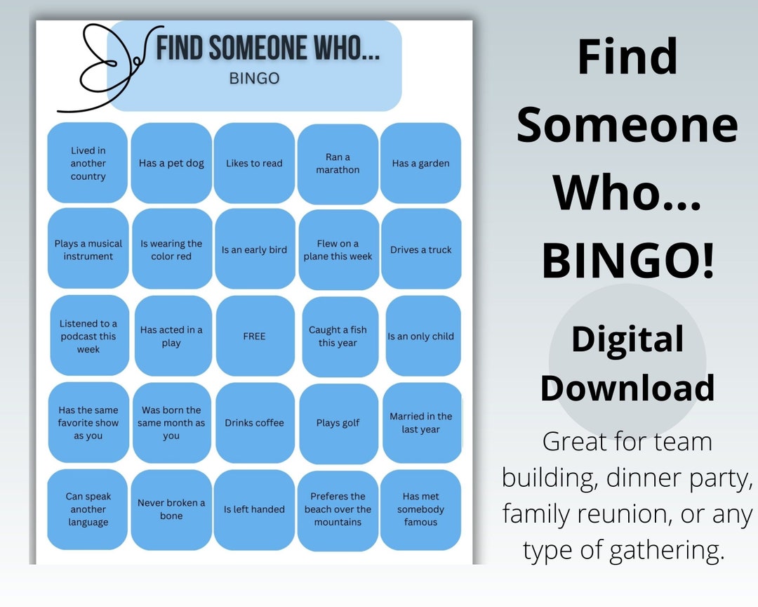 Workplace Icebreaker Bingo Game: Find Someone Who (downloadable ...