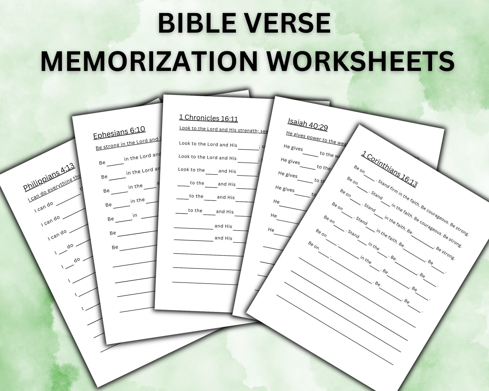 Bible Verse Memorization Worksheets Memorize Scripture Fill in the ...